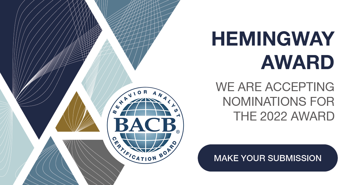MICHAEL HEMINGWAY BEHAVIOR ANALYSIS AWARD - Behavior Analyst ...