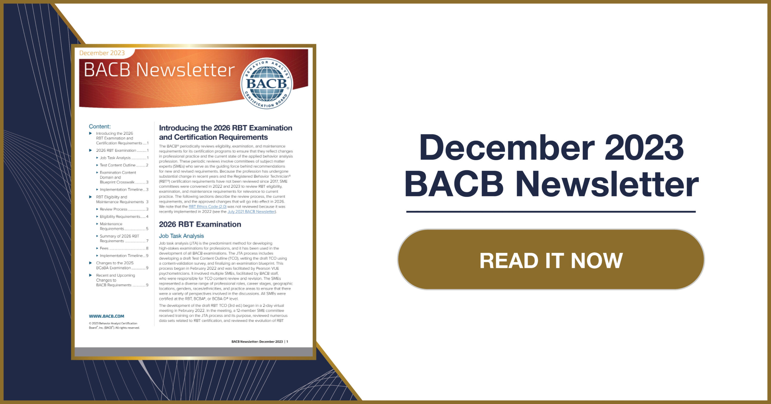 December 2023 BACB Newsletter - Behavior Analyst Certification Board